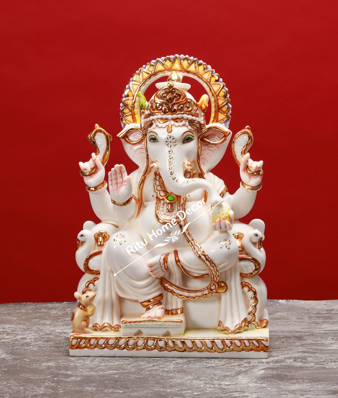 Lord Ganesh 15" Statue in Culture Marble - Majestic Lord Ganesh Idol ...