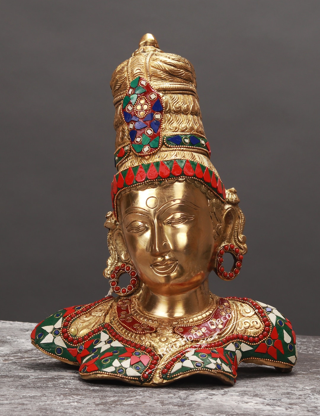 Brass Goddess Parvati Statue - Maa Gauri Head Bust - Ma Shakti ...