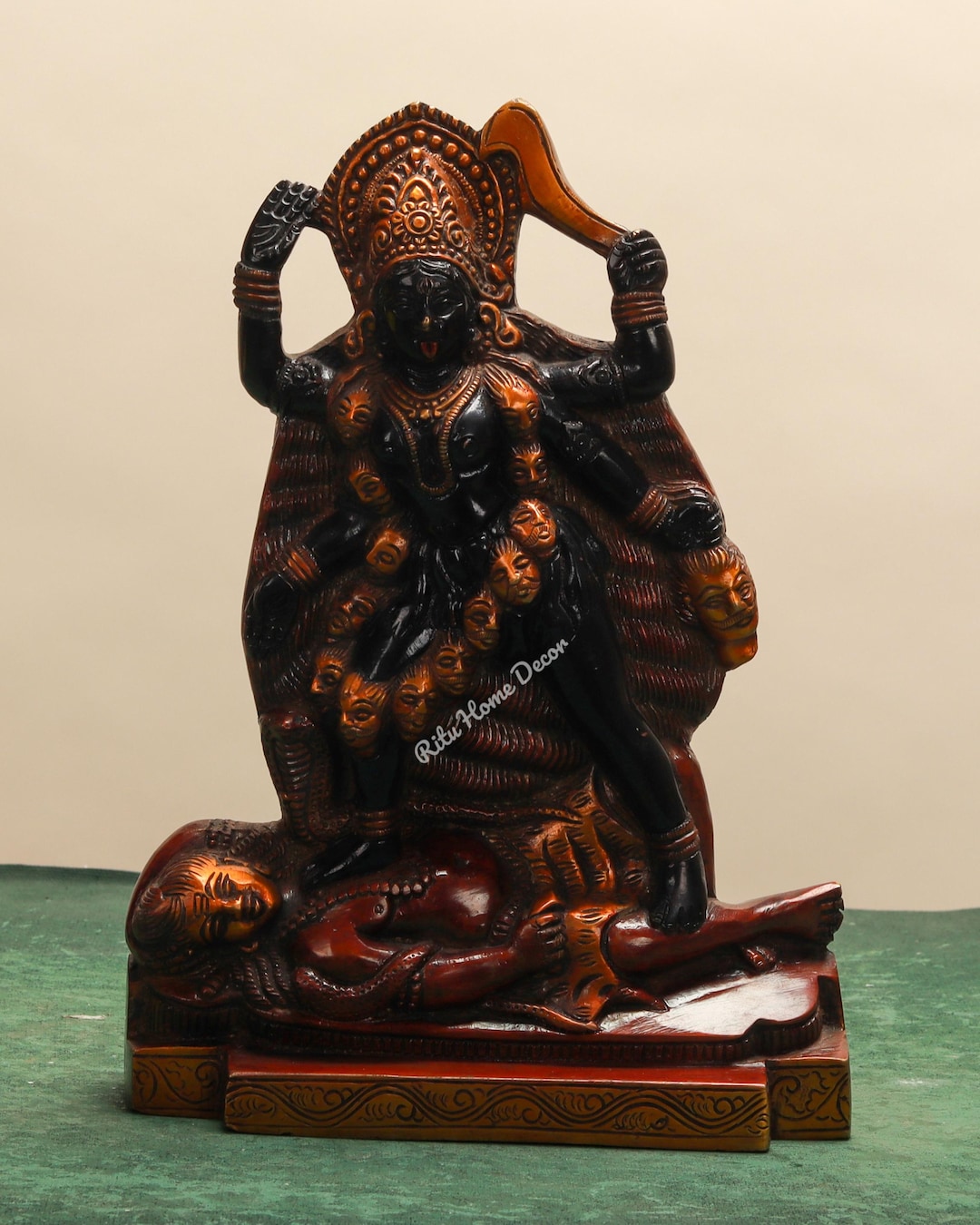 Maa Kali Brass Statue - Multi-color Goddess Kalika Idol - Adishakti ...