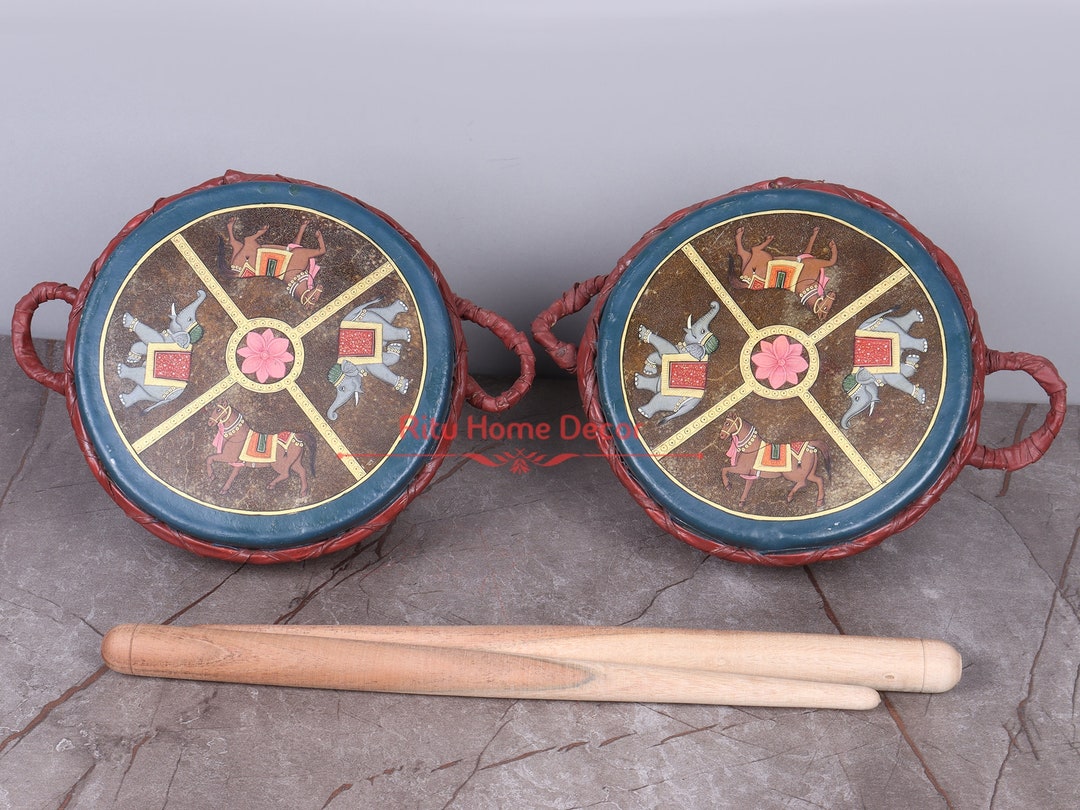 Nagada With Elephant Painting - Home Decor Music Instrument - Door ...