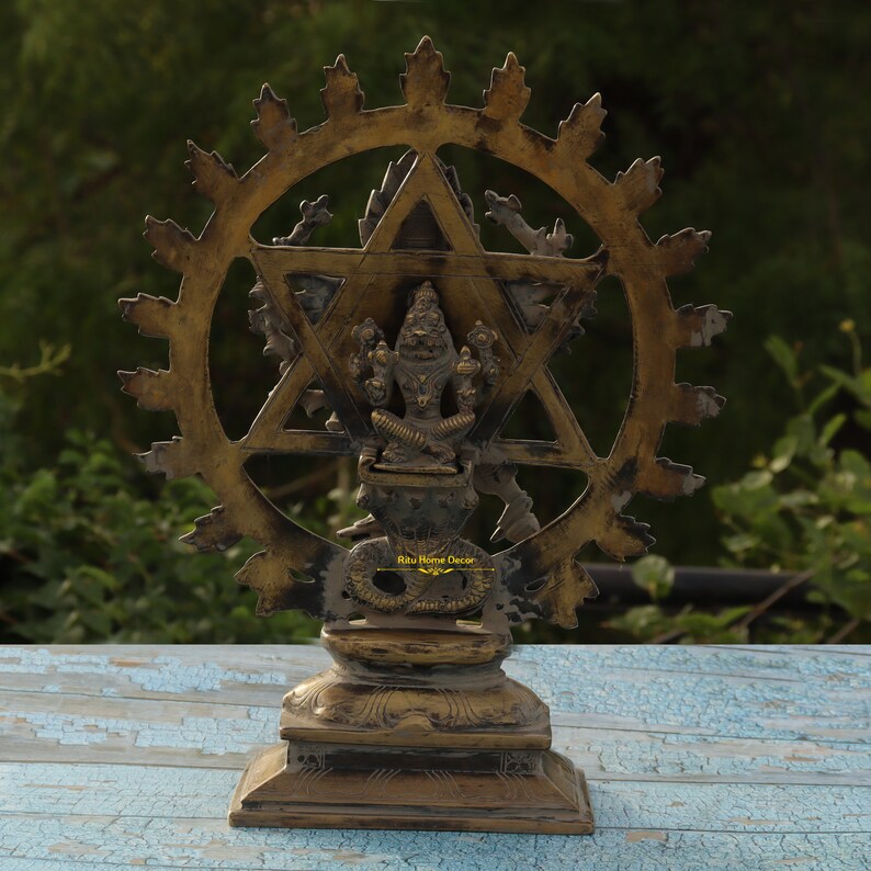 Sudarshan Chakra Statue in Brass - Narayana Weapon - Narsimha Sculpture ...