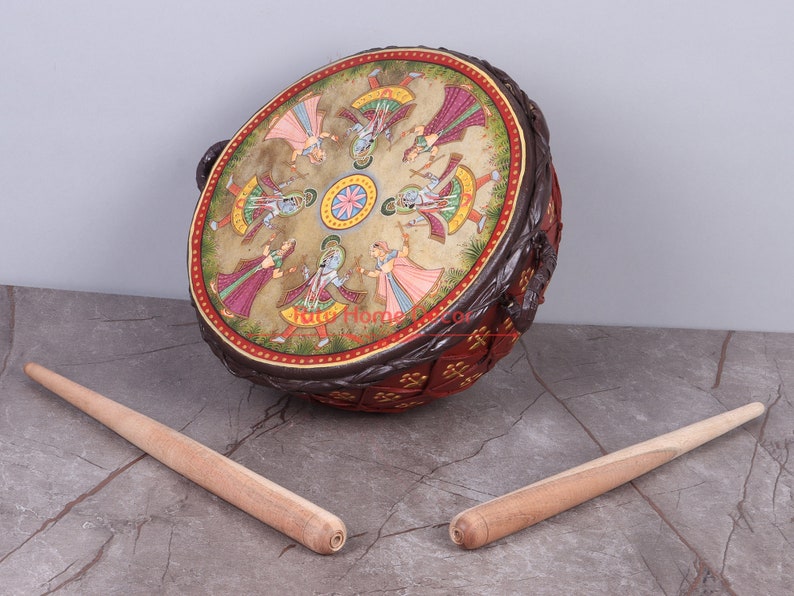 Hand Painted Nangara Drum for Home Décor Krishna Radha and - Etsy