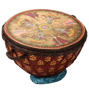 Hand Painted Nangara Drum for Home Décor Krishna Radha and Gopi Playing ...