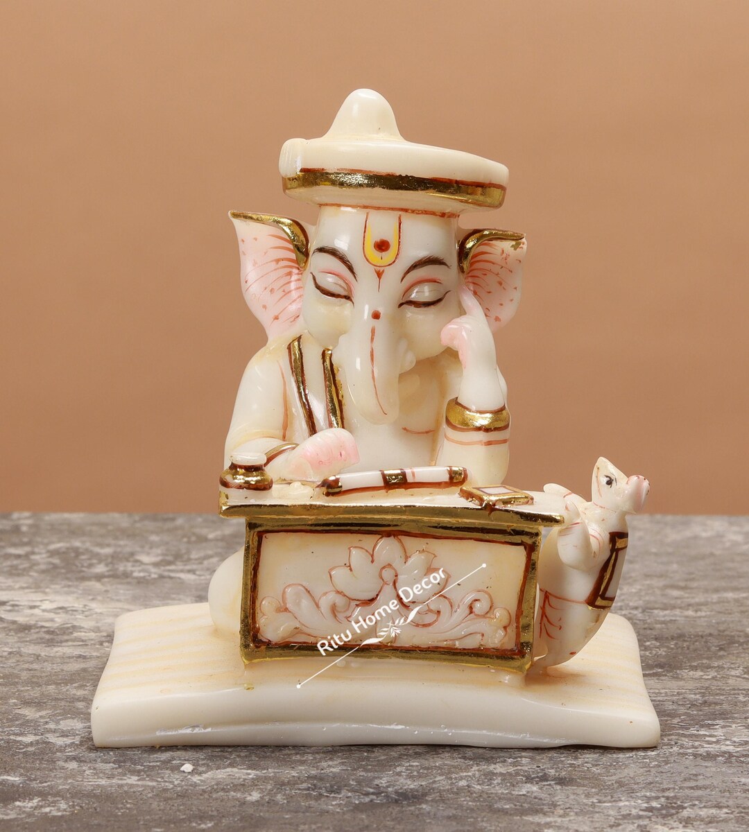 Culture Marble Ganesha Statue - 16 Cm Ganesha Idol - Writing Book ...