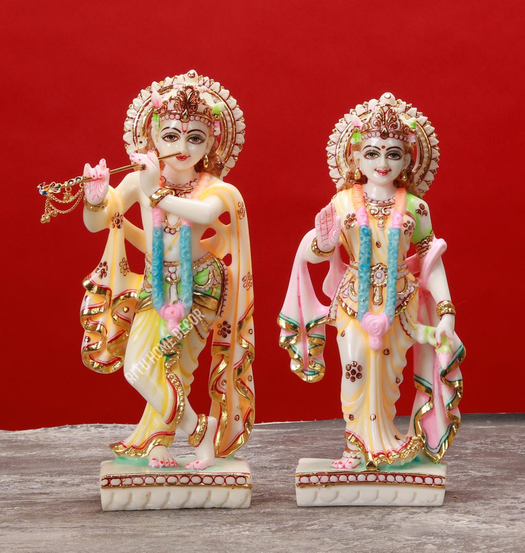 Radha Krishna Statue - 12" Girdhar Gopal Sculpture - Divine Lovers ...