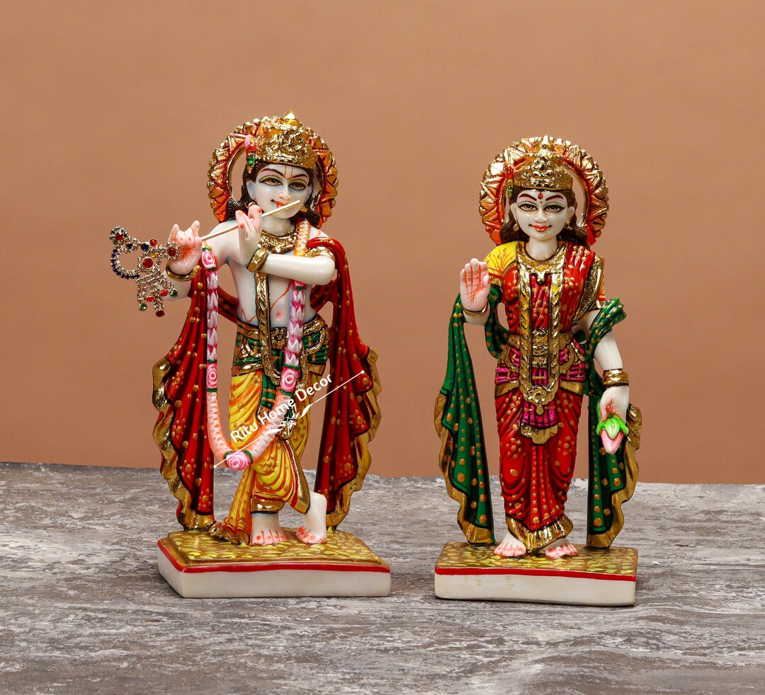 Radha Krishna Statue - 9" Girdhar Gopal Sculpture - Divine Lovers ...