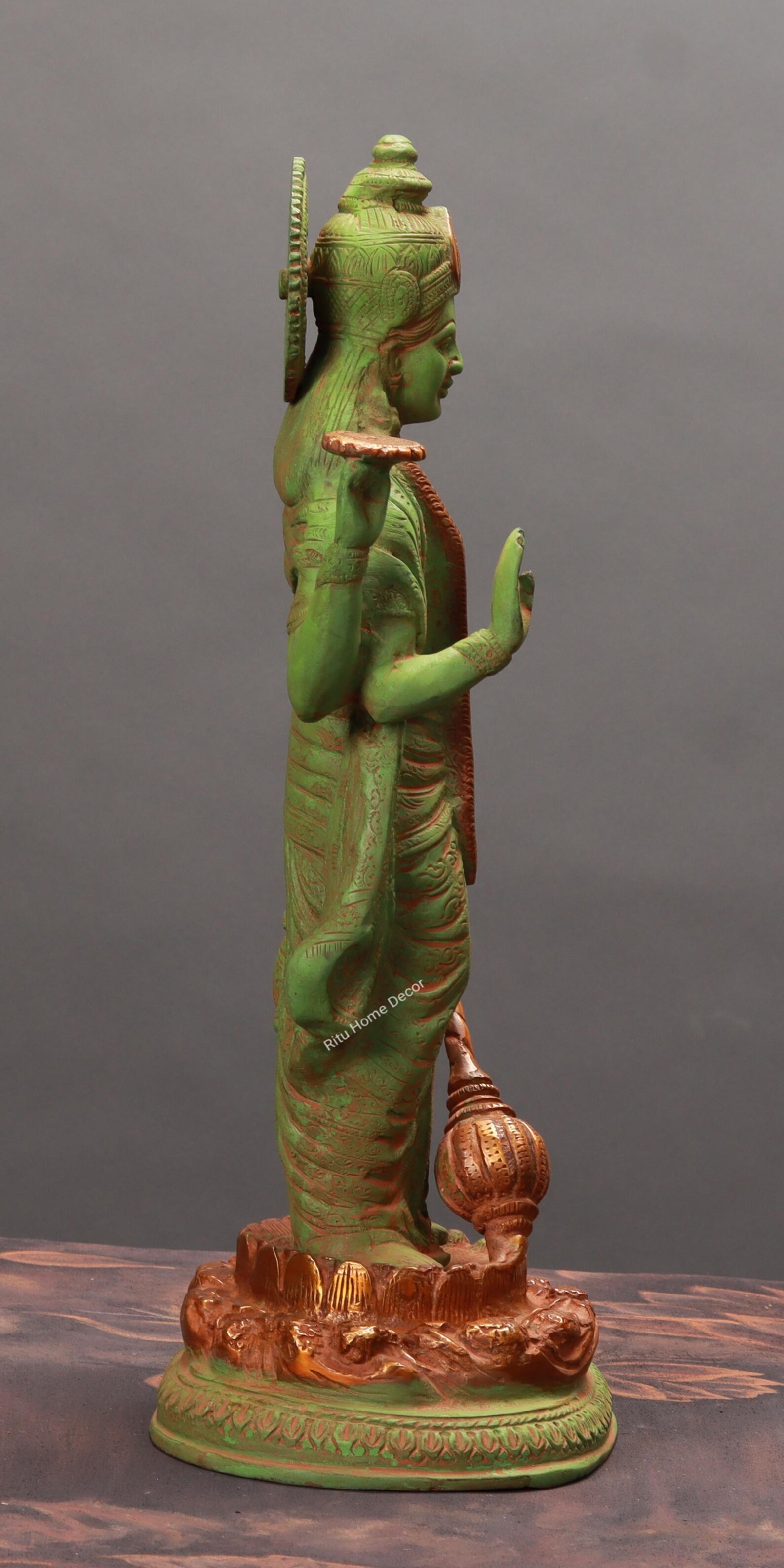 Brass Lord Vishnu Figurine - Antique Finish Venkatesh Idol - Four Hand ...