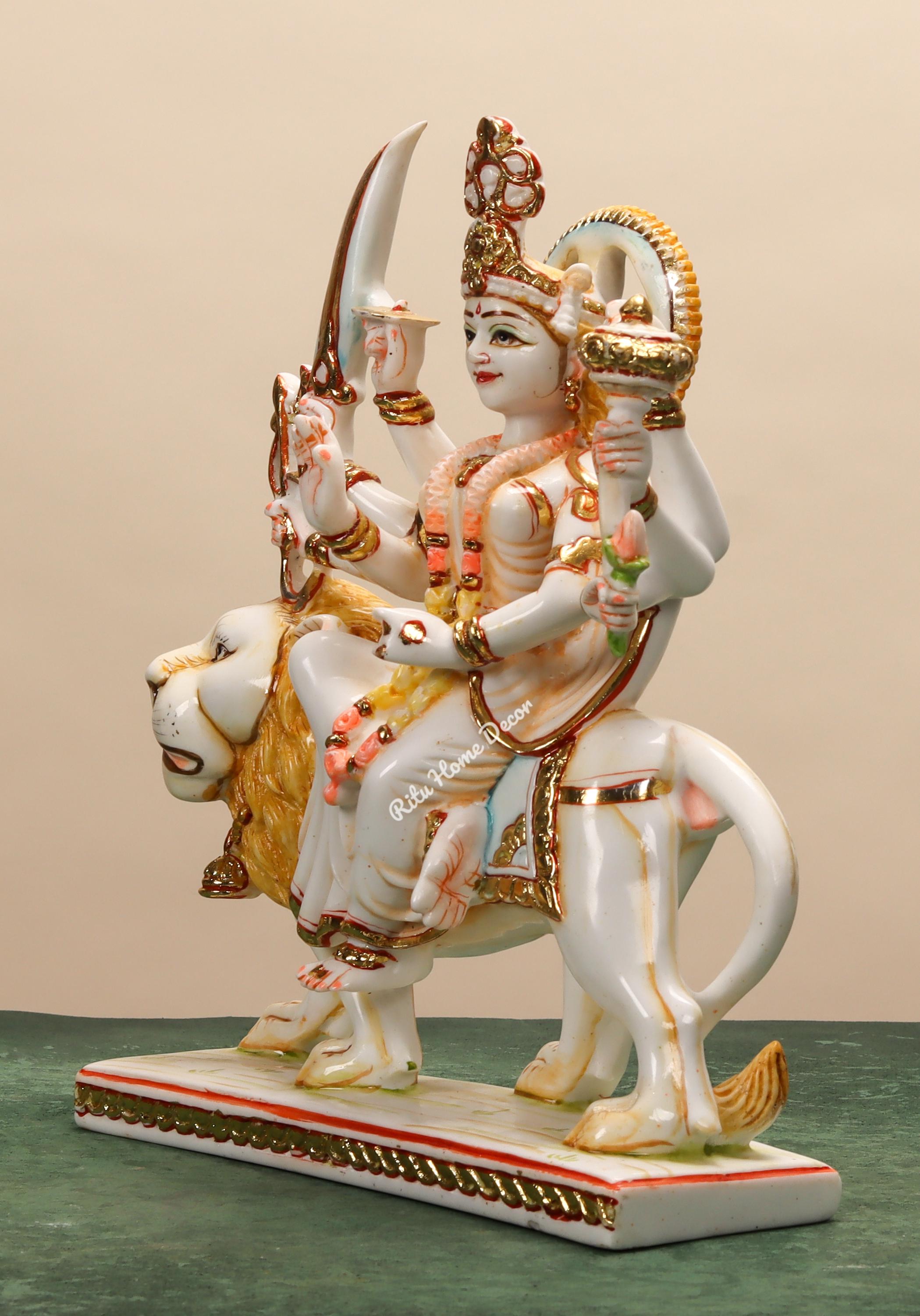 Maa Durga 12" Statue - Maa Jagdamba Idol - Lion Mount Adi Shakti Statue ...