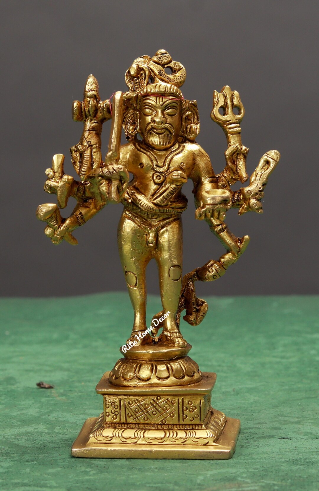 Brass Lord Bhairav Idol - Mahdev Incarnation Figurine - Vajrabhairava ...
