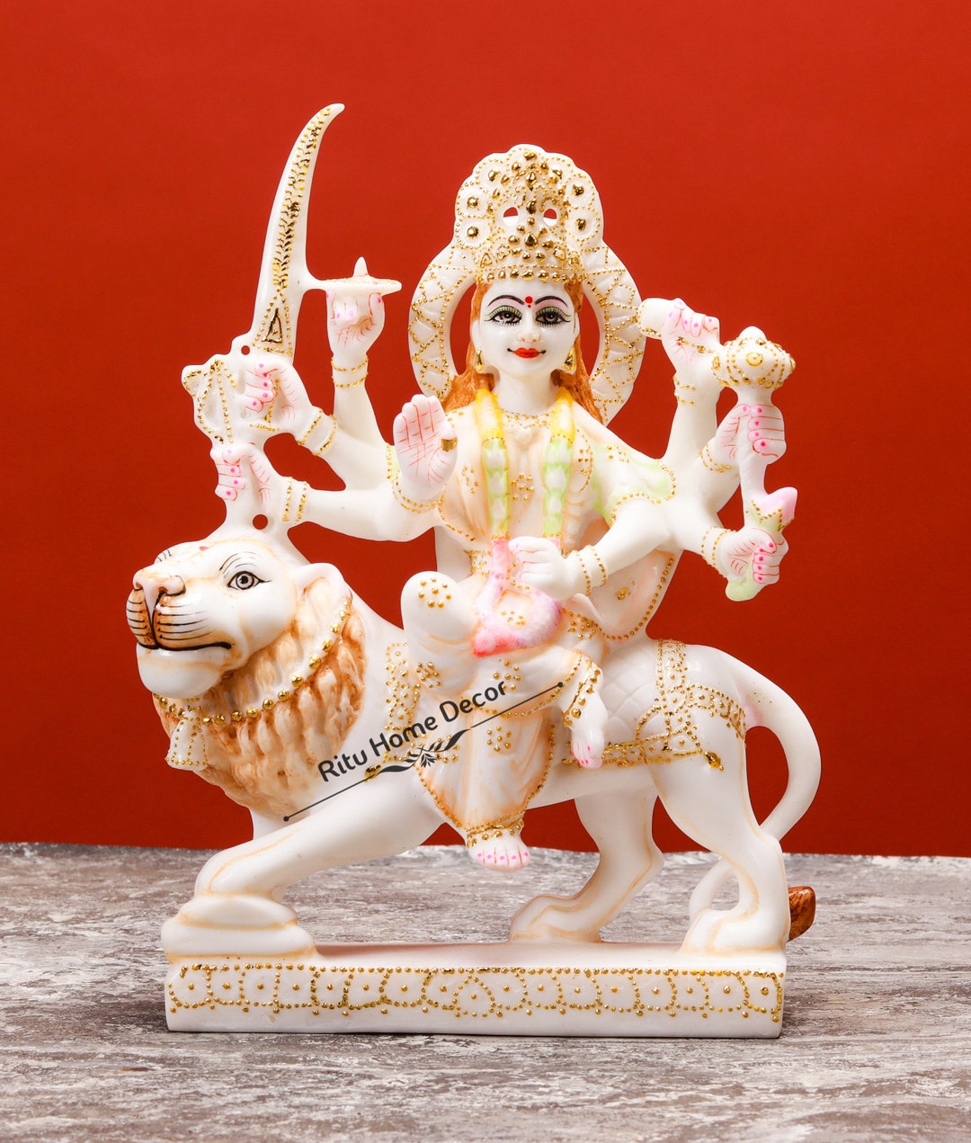 Maa Durga 9" Statue - Maa Jagdamba Idol - Lion Mount Adi Shakti Statue ...