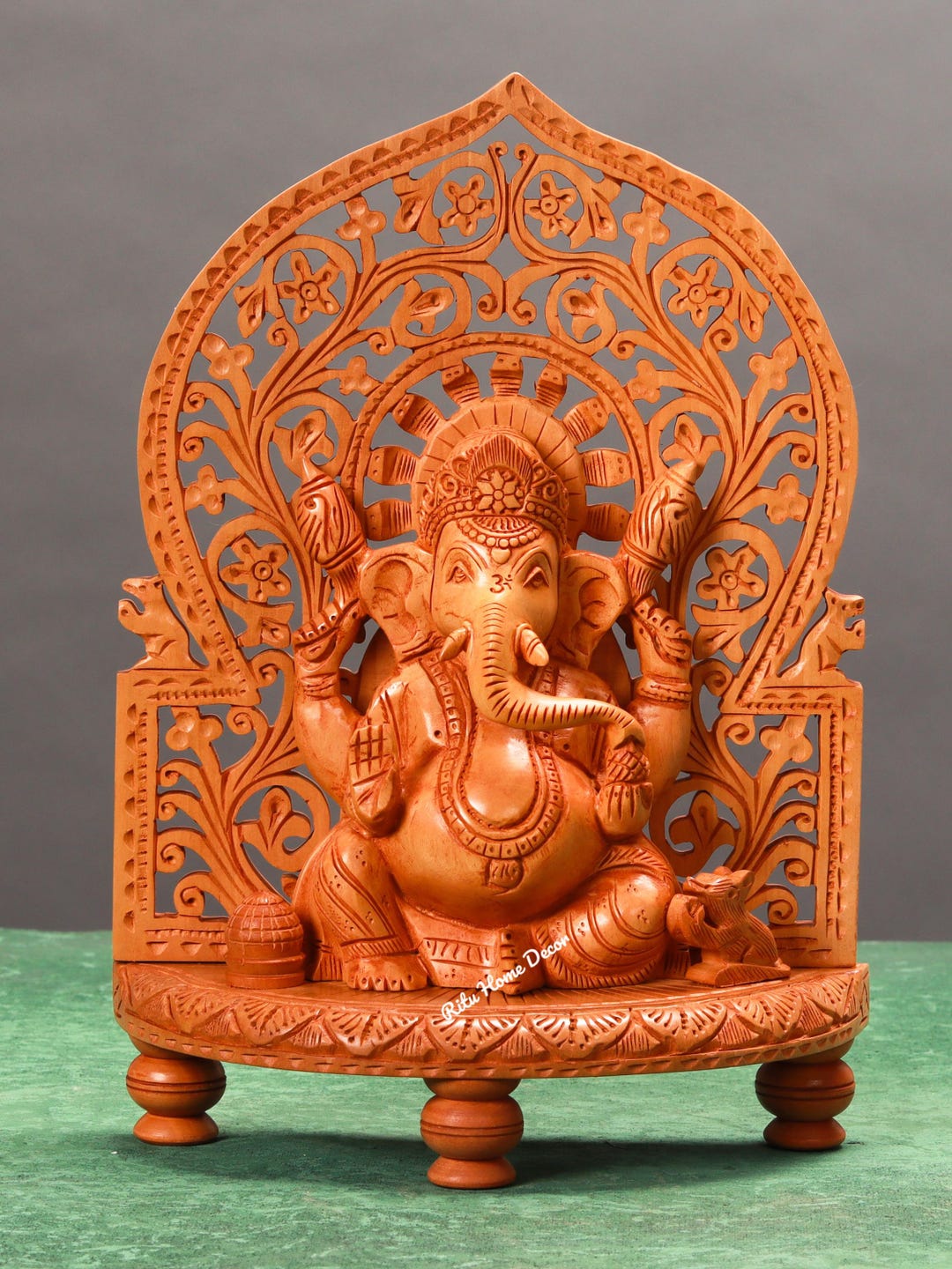 Hand Carved Wooden Ganesh Idol – Hindu God Statue (23 Cm) - Etsy