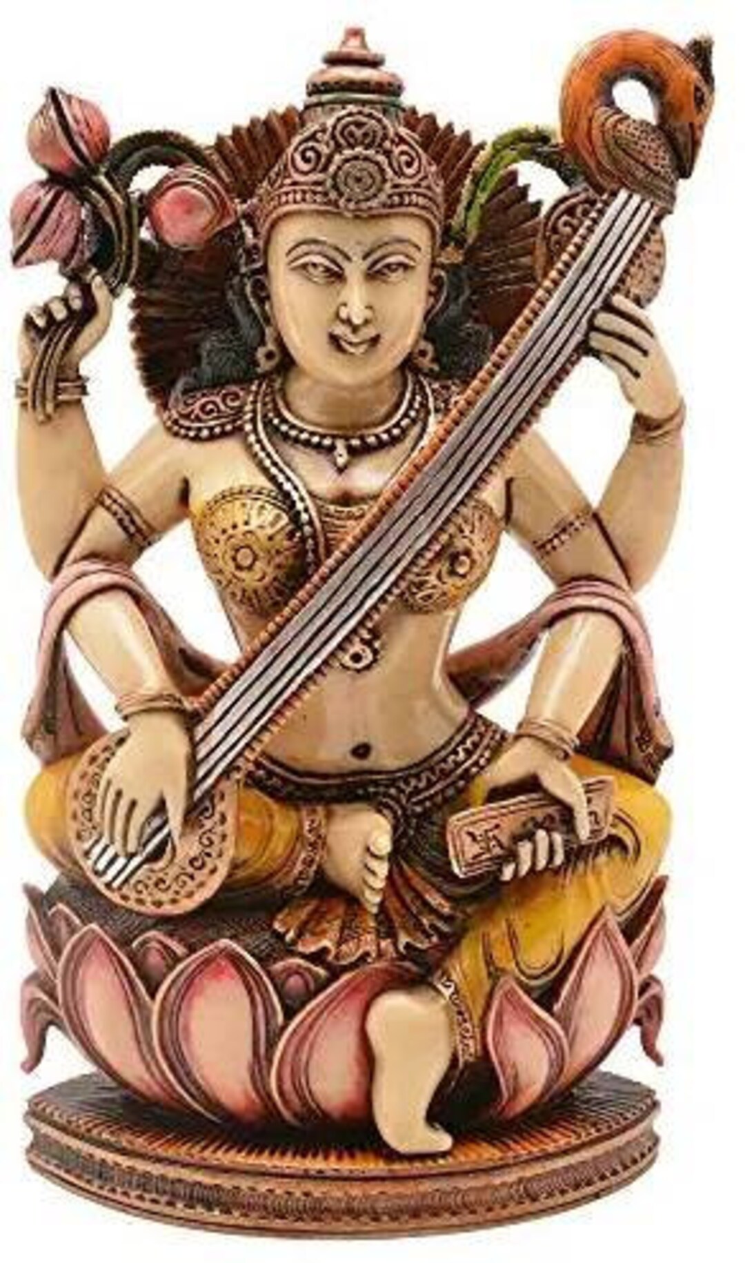 Goddess Saraswati Statue - Devi Sarasvati Idol - Maa Sharda Sculpture ...