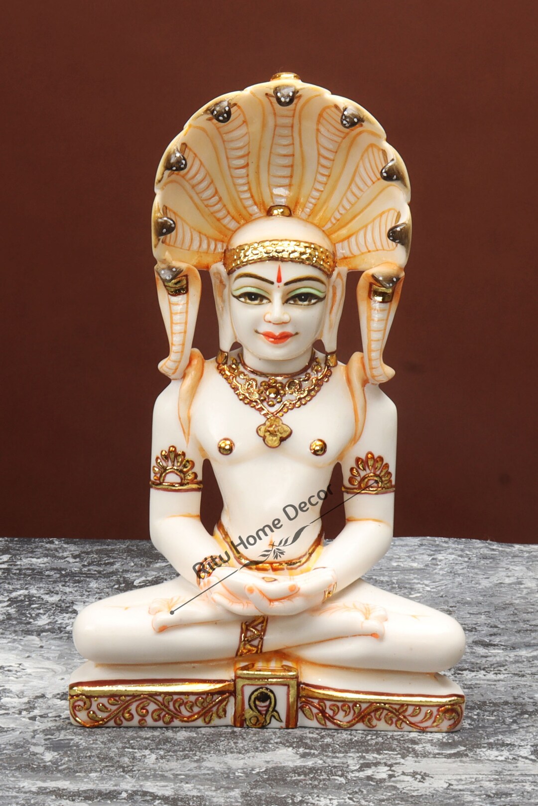 Lord Parsavnath Idol Home - 9" Marble Dust Jain Tirthankara Statue ...