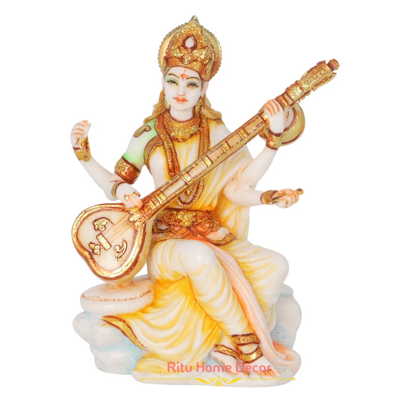 Goddess Saraswati Statue 15CM Saraswati With Veena Sharda - Etsy
