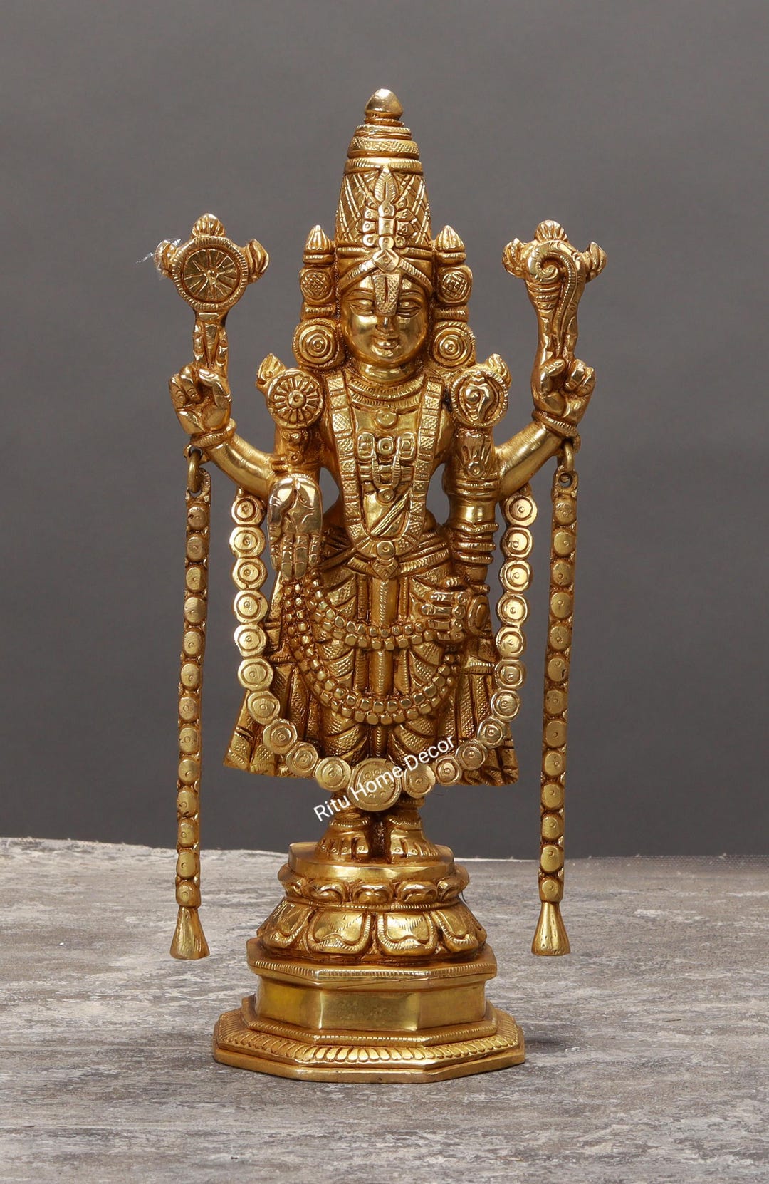 Brass Golden 12" Tirupati Balaji Statue - Vishnu Idol - Vanketash ...