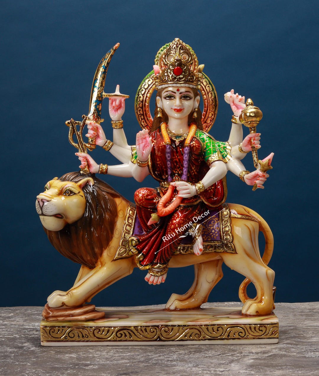 Maa Durga 18" Statue - Maa Jagdamba Idol - Lion Mount Adi Shakti Statue ...