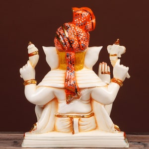 Lord Ganesha Statue - 9" Hand Painted Idol - Turban Ganesh - Ganpati ...