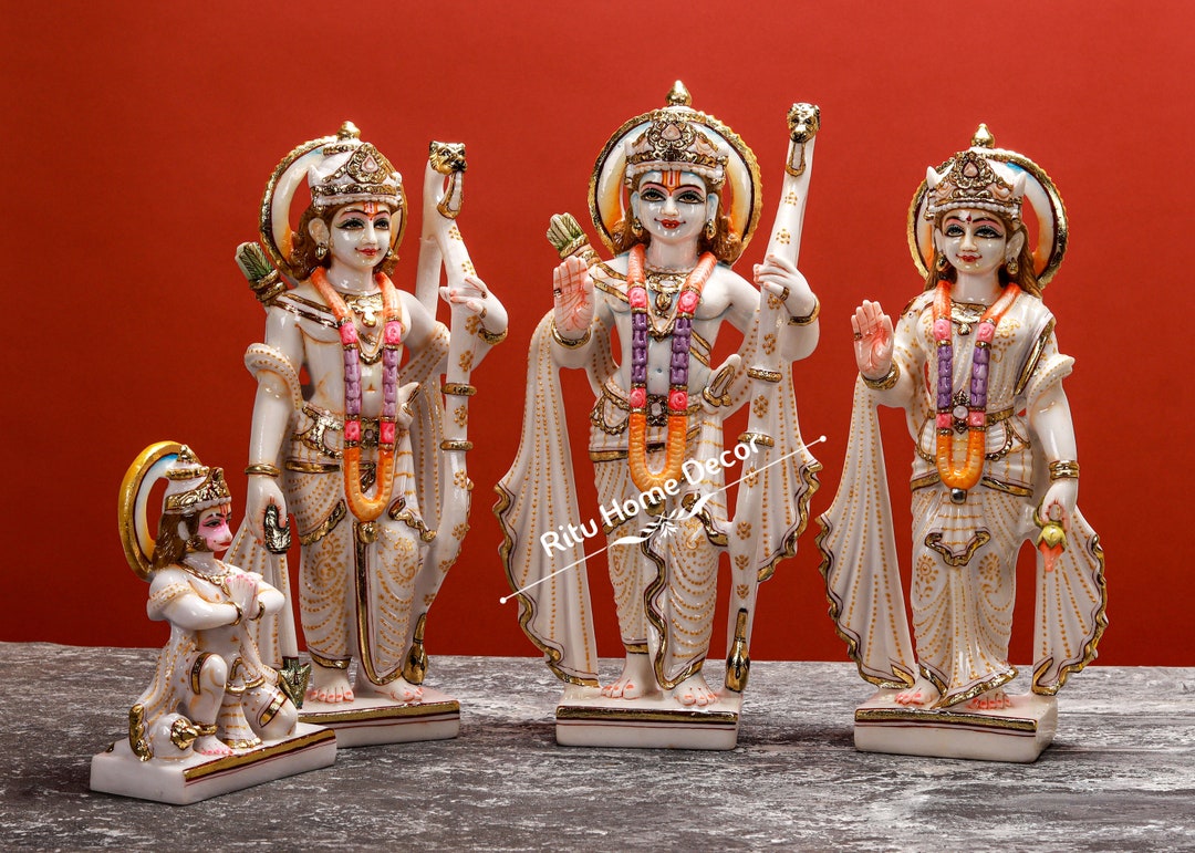 Lord Rama Darbar 15" Sculpture -white Gold Finish Bhagwan Ram Statues ...