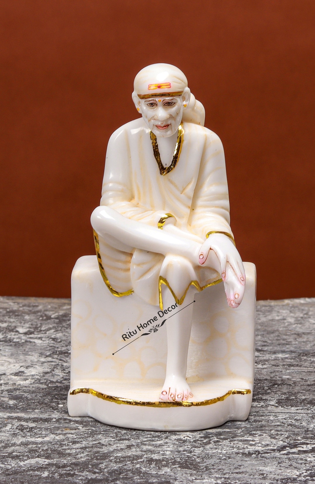 Marble Dust Sai Baba Statue - 8 Inch Shirdi Sai Idol, Hindu Art - Etsy