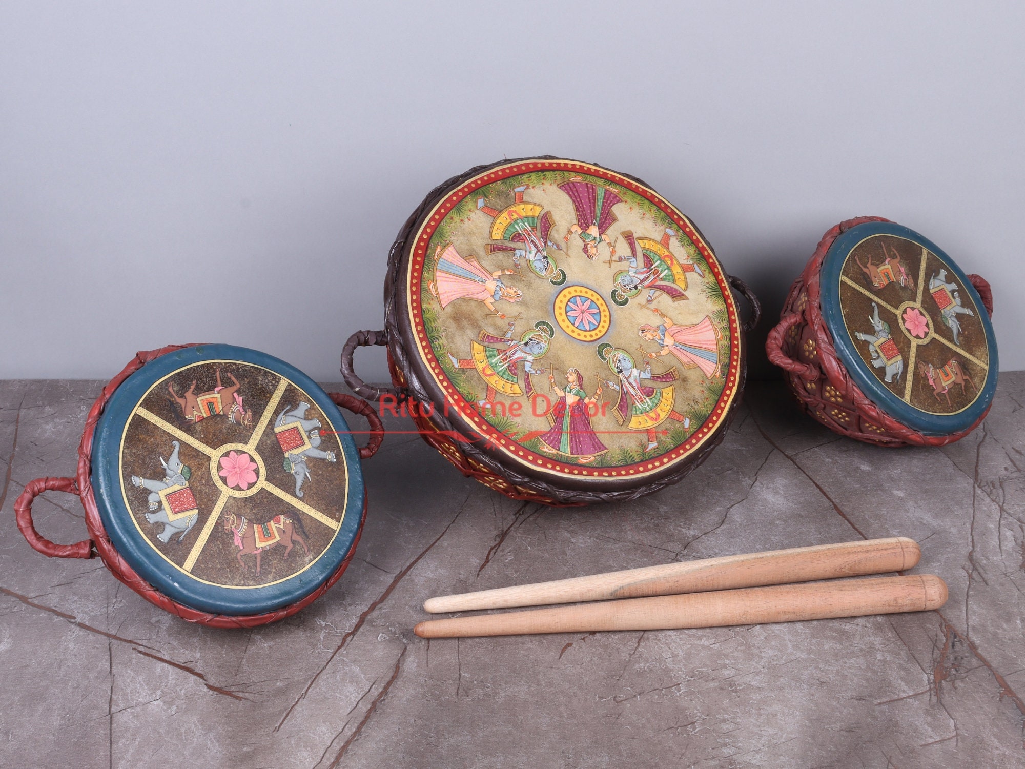 Nagada With Lord Krishna Leela Painting 3 Pc Set for Home - Etsy