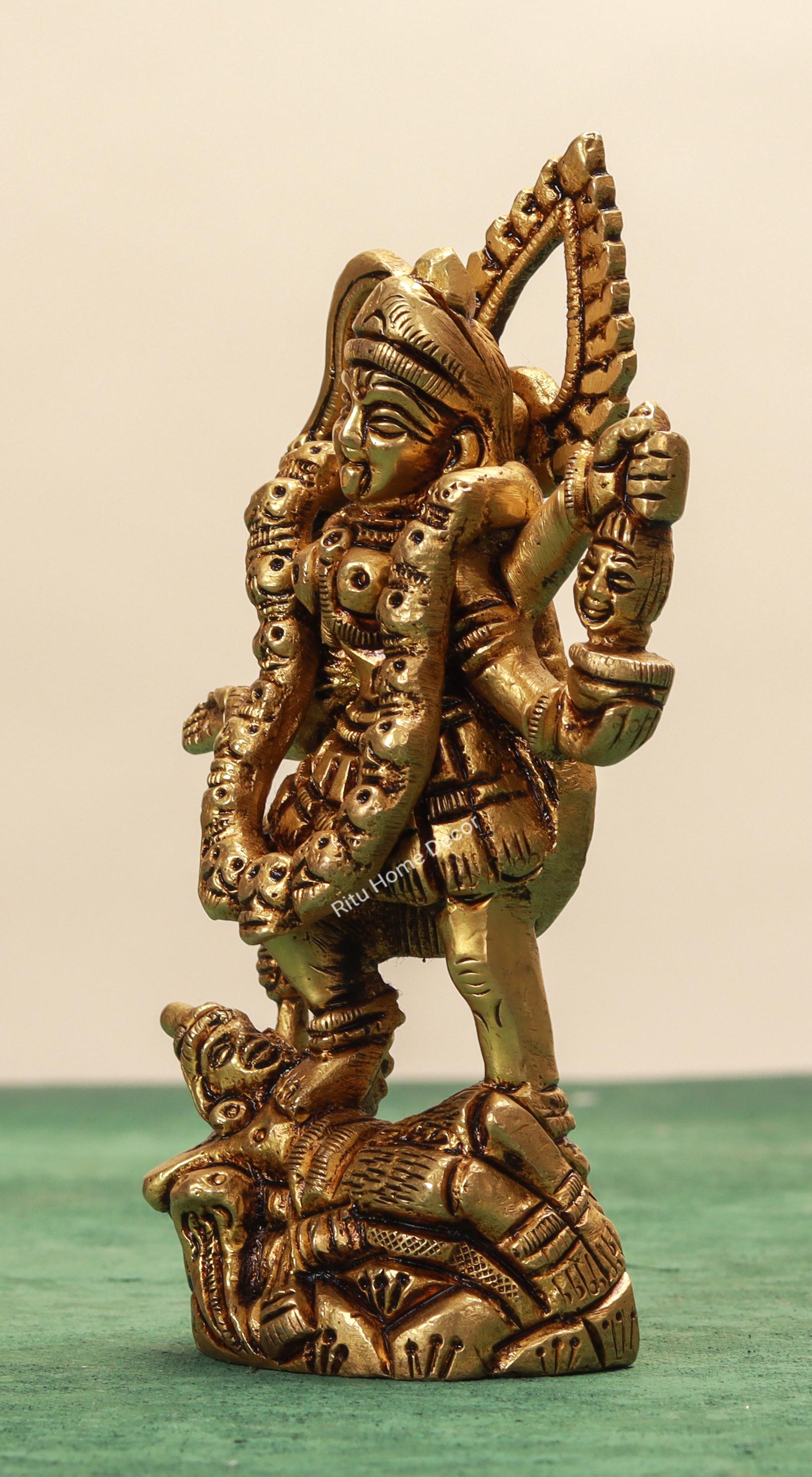 Brass Kali Statue - Kalika Shiva Sculpture - Maa Kali 5" Figurine ...