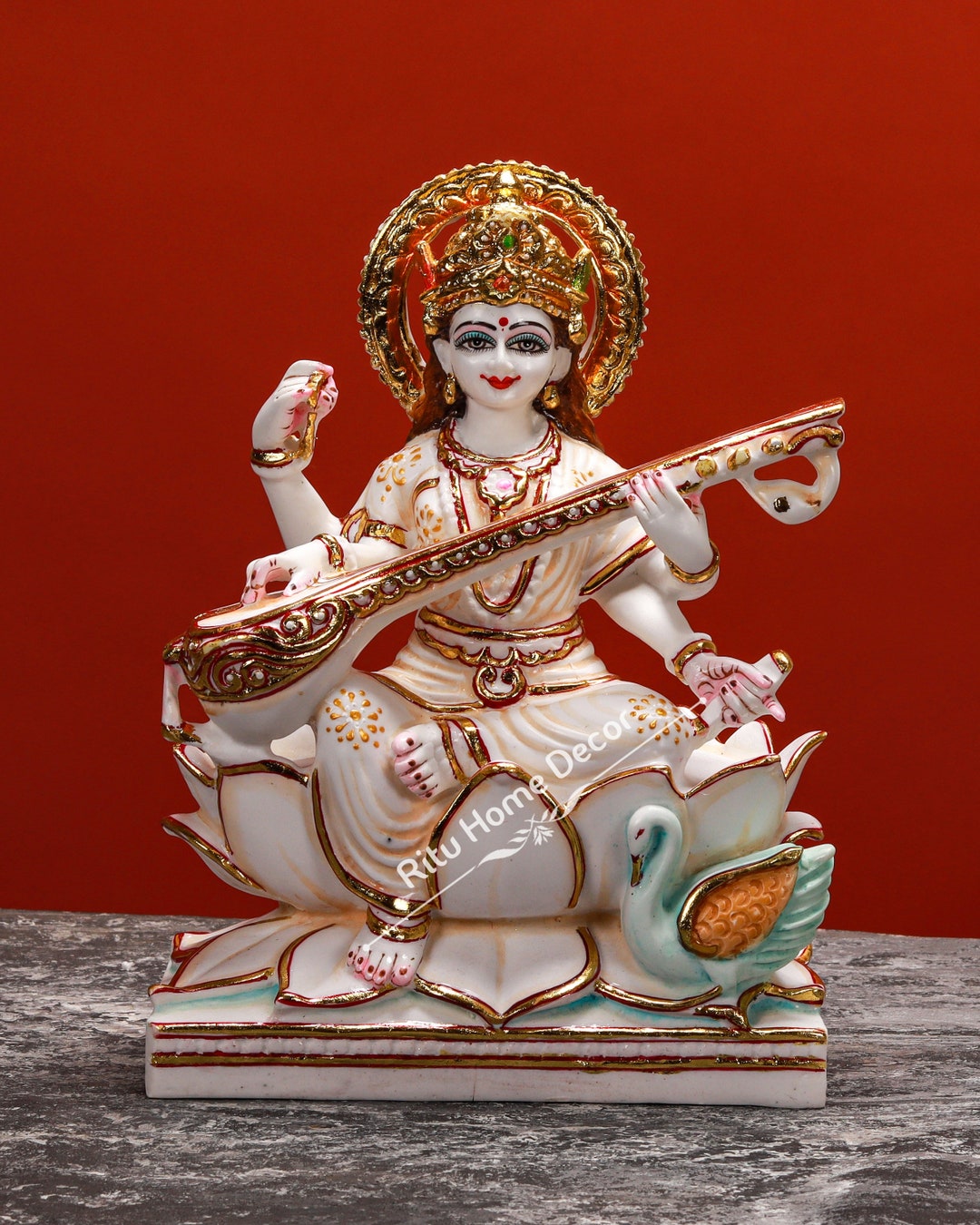 Goddess Saraswati 12 Statue, Sharda Idol Sculpture, Hindu Goddess of ...