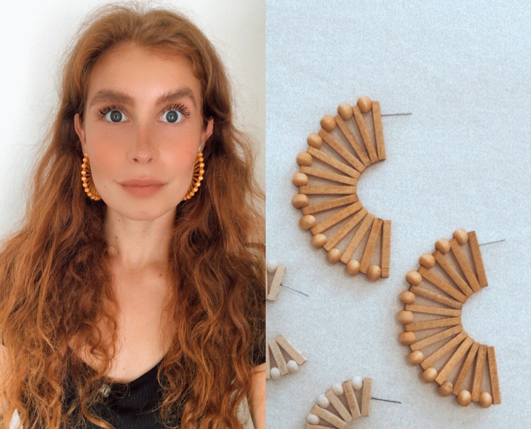 Wood Earrings Bohemian Wooden Earring for Women Light Weight Birthday ...
