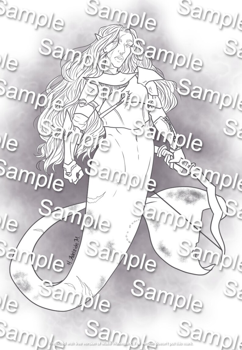 Set of 5 Creepy Mermaid Coloring Pages - Etsy