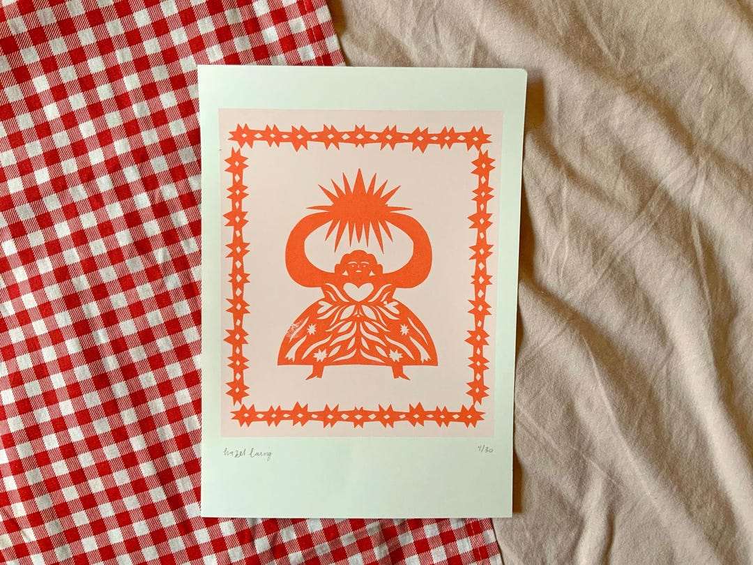 Red Star A4 Folk Paper Cut Screen Print - Etsy