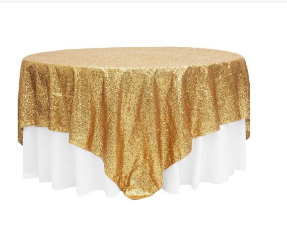 Gold Sequin Table Overlay Topper 90x90 Square | Etsy