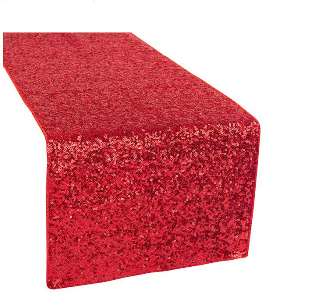 Red Sequin Table Runner Table Runner Wedding Sequin Table - Etsy