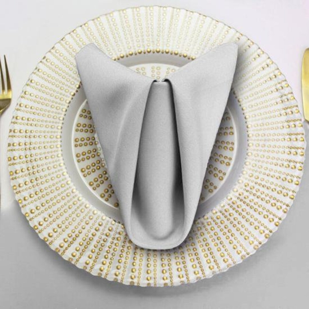 20 In. Solid Polyester Napkins 1 Dozen Silver, Silver Cloth Napkins - Etsy