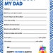 Fathers Day Printable About My Dad Digital Print Fill in - Etsy