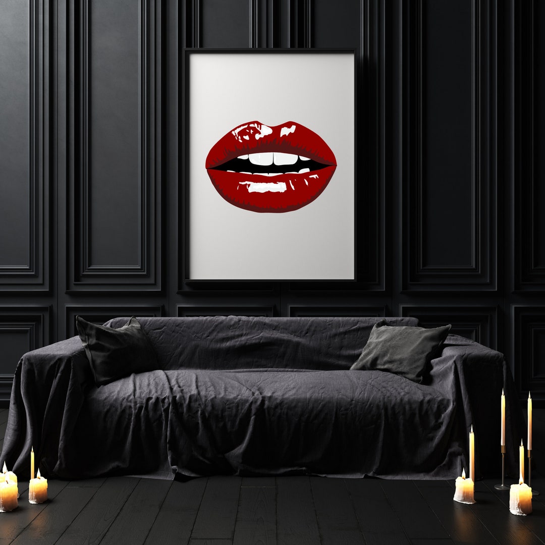 Red Lips Wall Art, Wall Decor, Wall Art Canvas, Wall Prints, Printable ...