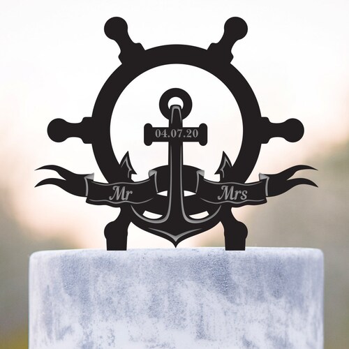 Custom Nautical Anchor Cake Topper Weddinganchor Mr and Mrs - Etsy