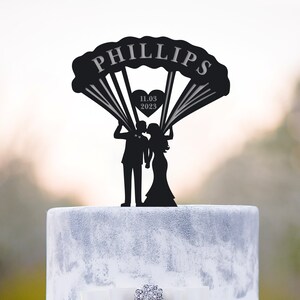 Parachute Wedding Cake Topper Bride and Groom,skydiving Wedding Cake ...