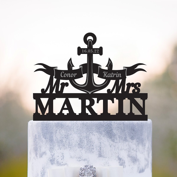 Navy Cake Topper - Etsy