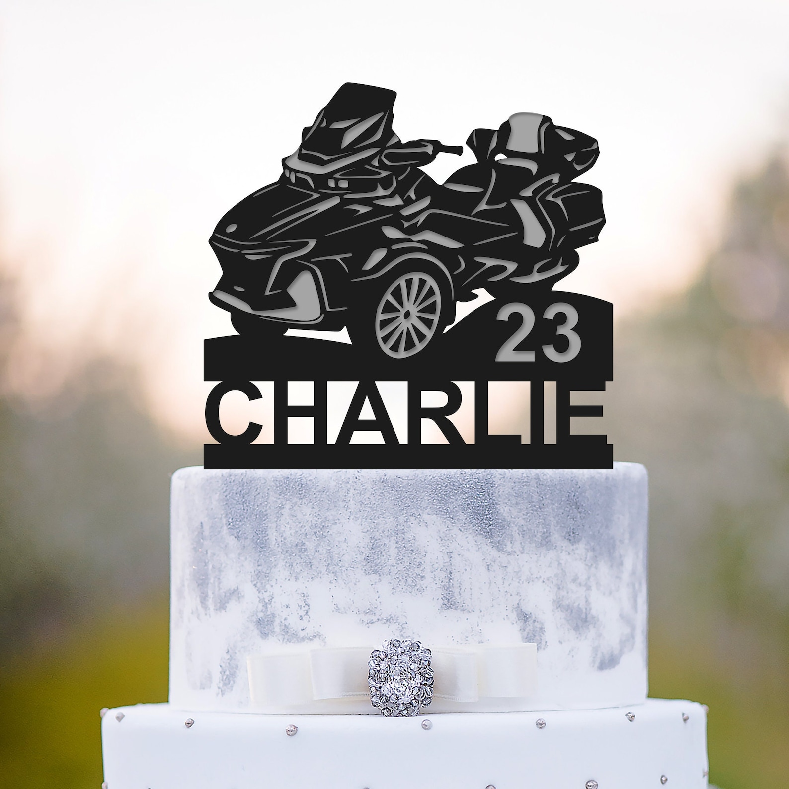 Trike Motorcycle Birthday Cake Topper With Name3 Wheel - Etsy