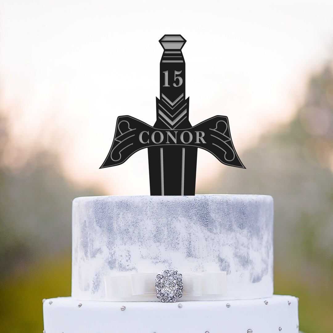 Custom Sword Cake Topper, Viking Medieval Birthday Gift, Acrylic Name ...