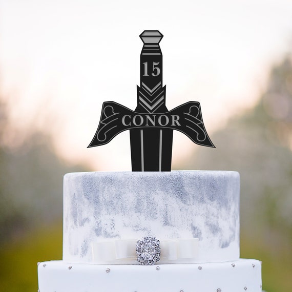 Sword Birthday Cake Topper With Namemedieval Sword | Etsy