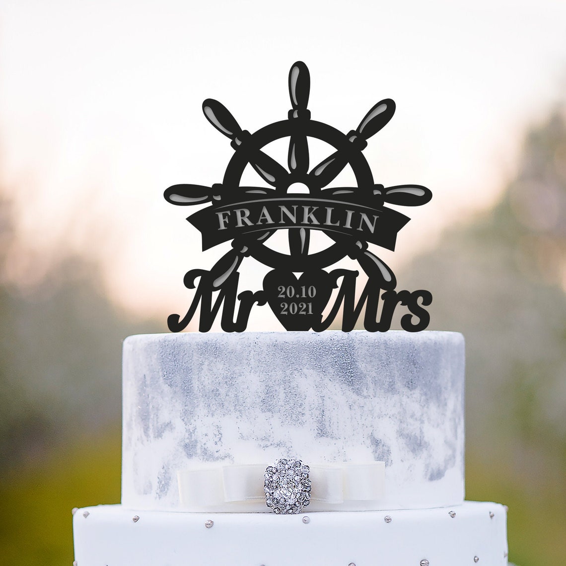 Custom Nautical Ship Wheel Cake Topper Weddingnautical - Etsy