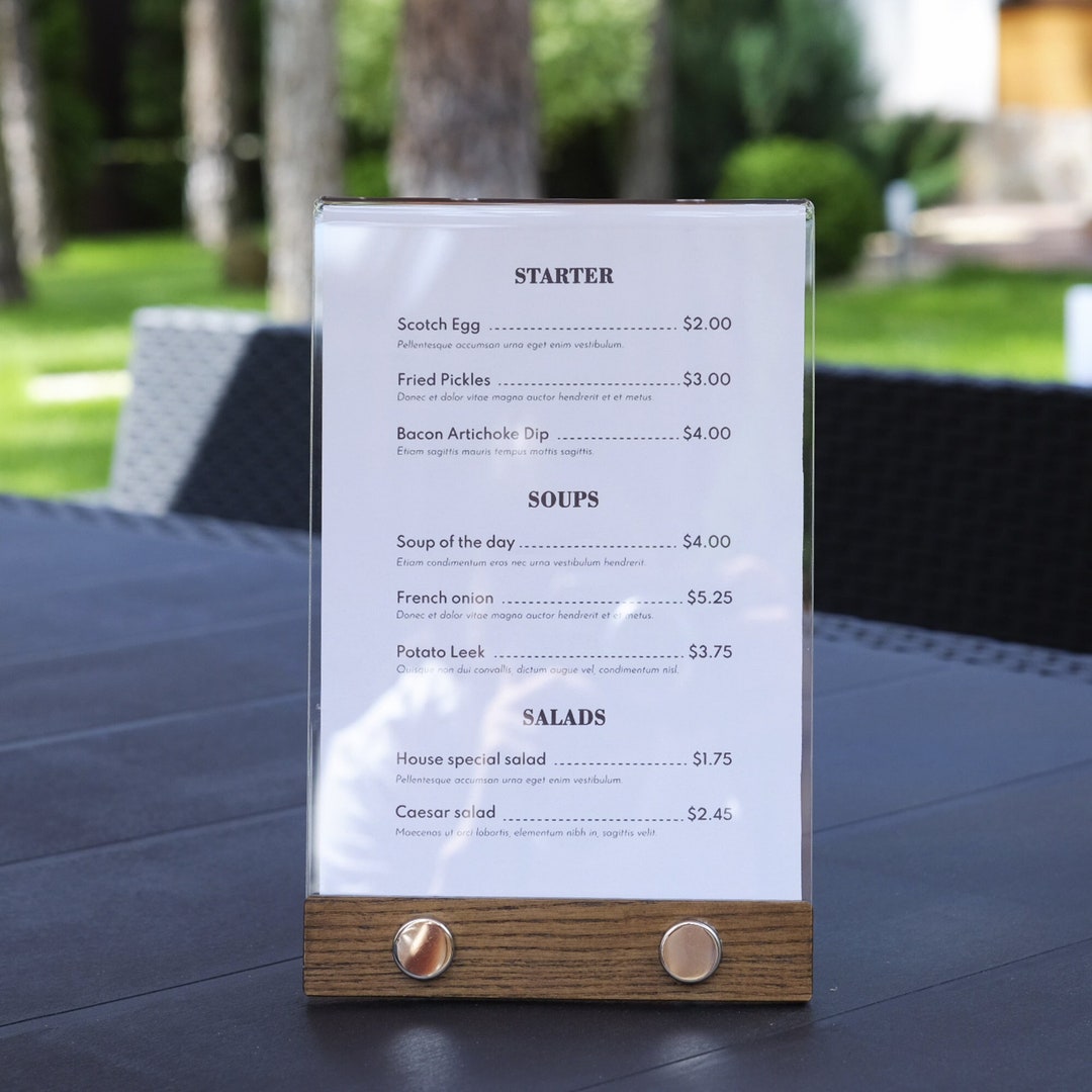 Acrylic Sign Holder, Menu Board, Sign Holder Stand, Menu Holder, Custom ...