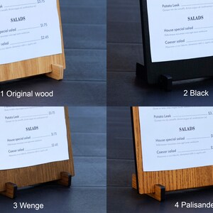 Table Stand Menu Holder, Menu Board, Wooden Sign Holder Menu, Custom ...