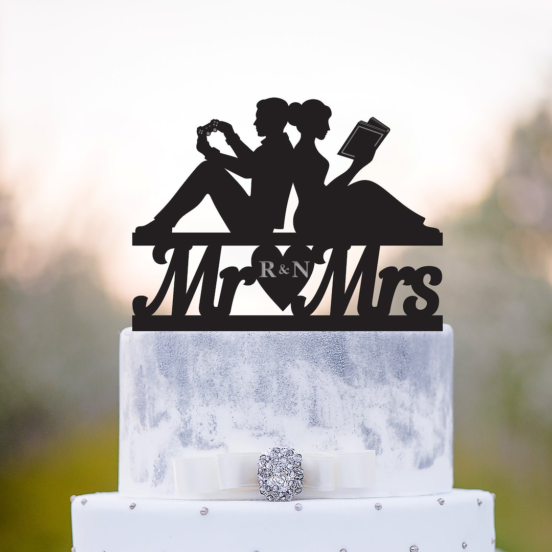 Game Controller Book Worm Wedding Topper,book Nerd Cake Topper,gamer ...