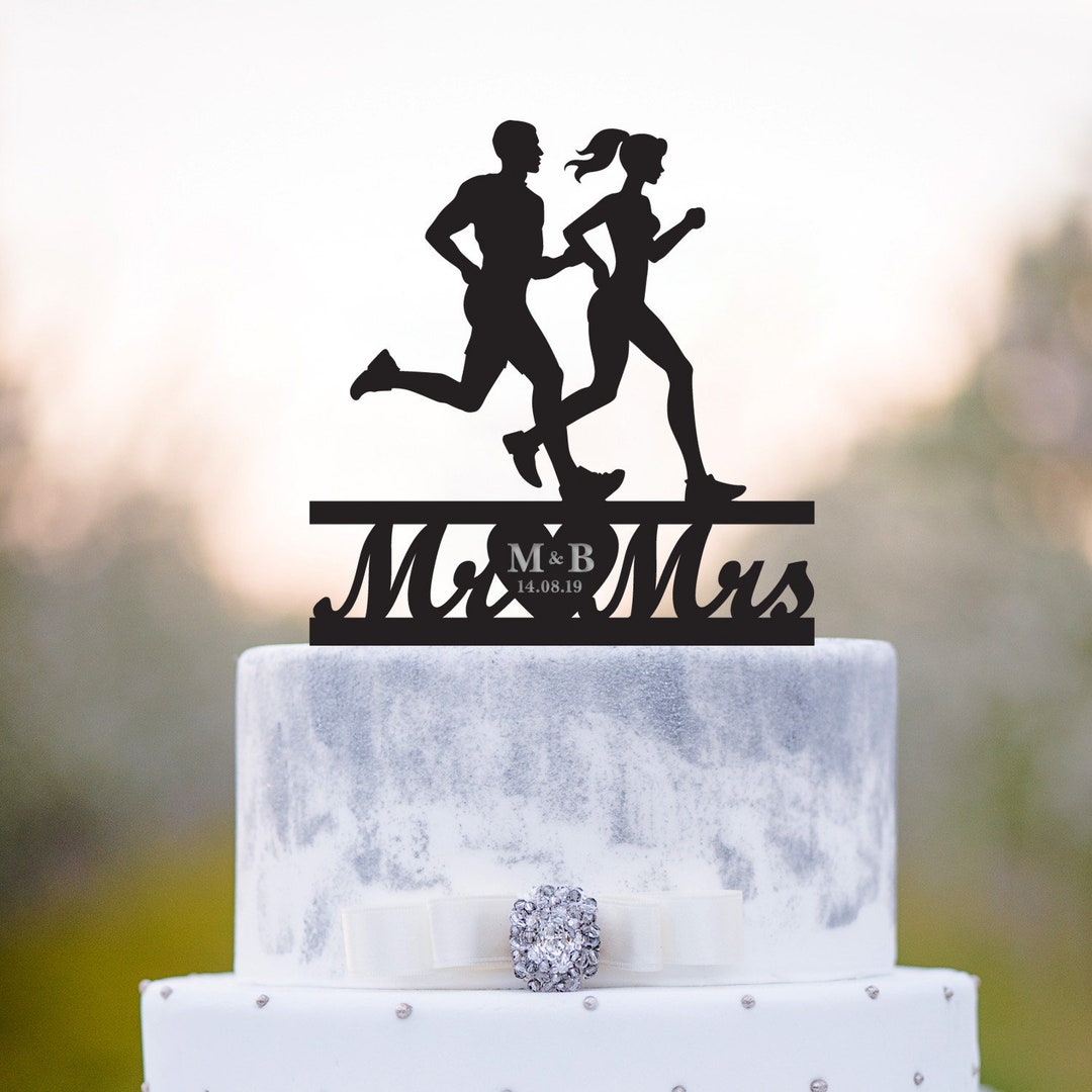 Athlete Wedding Mr and Mrs Topper,runner Wedding Mr Mrs Cake Topper ...