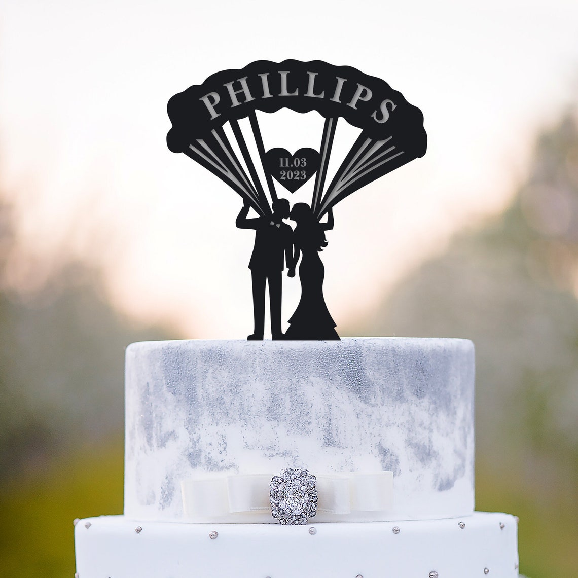 Parachute Wedding Cake Topper Bride and Groomskydiving - Etsy