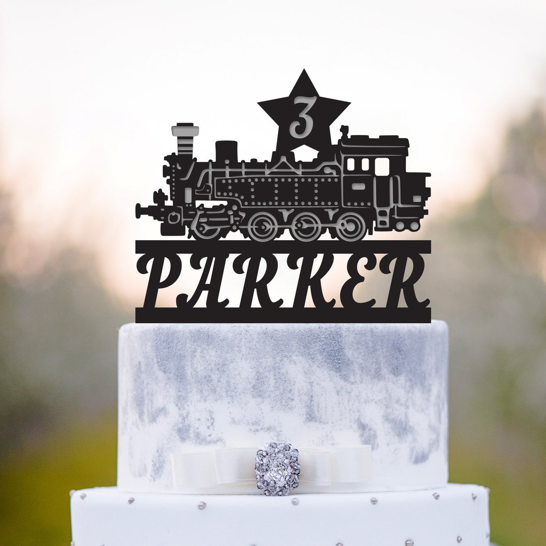 Birthday Cake Topper, Vintage Train Cake Topper, Happy Birthday Cake ...