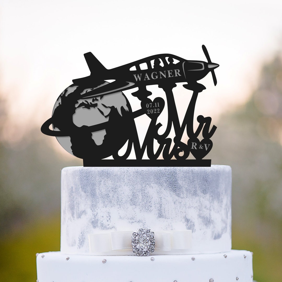 Airplane Travel Themed Wedding Cake Topper,around the World Wedding ...