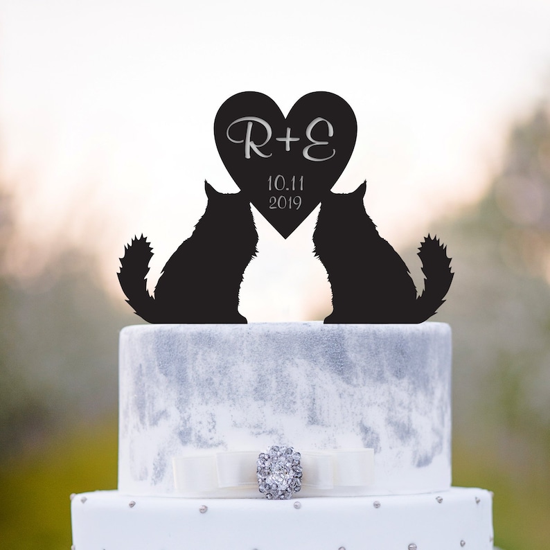 Maine Coon Wedding Cake Topper, Acrylic Cat Couple Silhouette - Etsy