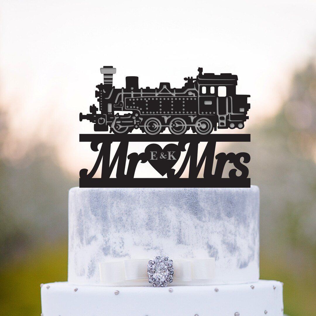Personalized Train Wedding Mr and Mrs Initials Cake Topper,custom ...